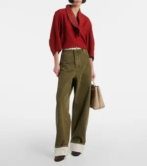 Bottega Veneta Leather-trimmed Blouse