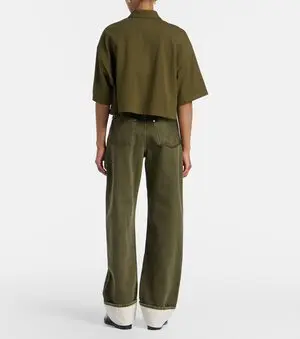 Bottega Veneta Cropped Cotton Polo Shirt - Green