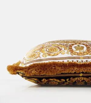 Versace Barocco Silk Cushion - White