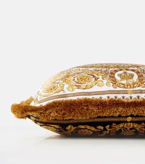 Versace Barocco Silk Cushion - White
