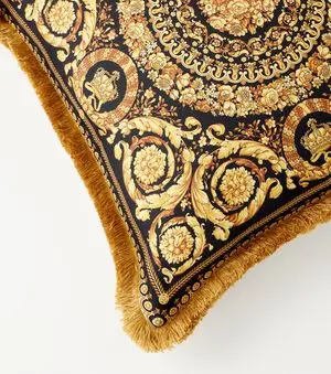 Versace Barocco Silk Cushion - White