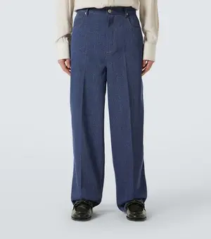 Bottega Veneta Wool And Cotton Drill Wide-leg Pants