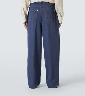 Bottega Veneta Wool And Cotton Drill Wide-leg Pants
