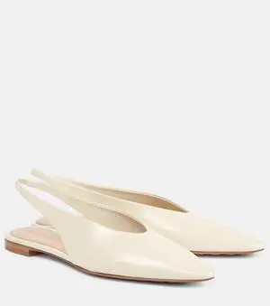 Bottega Veneta Sofia Leather Slingback Flats - White