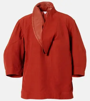 Bottega Veneta Leather-trimmed Blouse - Red