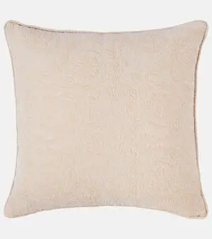 Versace Barocco Embroidered Cotton-blend Cushion - Beige