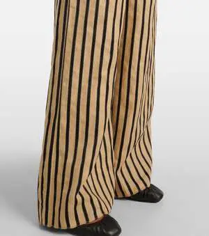 Max Mara Cestino Linen And Cotton-blend Palazzo Trousers - Beige