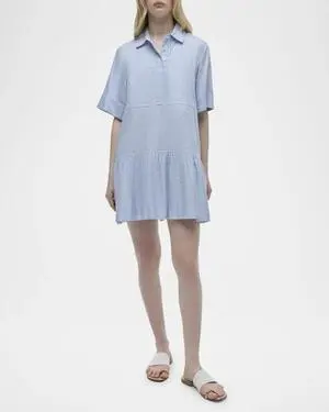 Simkhai Cris Stripe Shirtdress - Blue Hydrangea Stripe