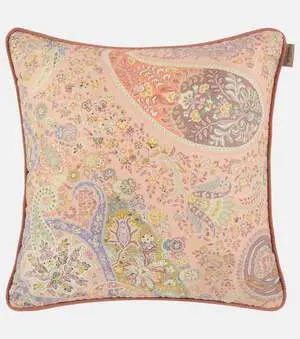 Etro Etro Maranta Paisley Cotton Cushion Multicoloured