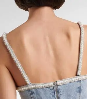 SELF-PORTRAIT Embellished Denim Minidress