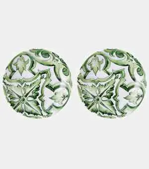 Dolce & Gabbana Majolica Set Of 2 Porcelain Soup Plates - Green