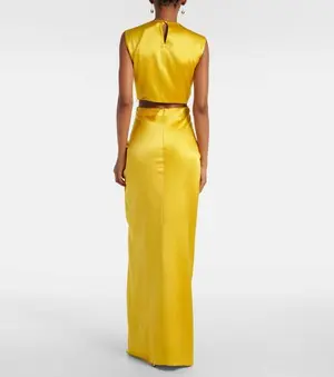 Max Mara Panaro Cutout Draped Silk Maxi Dress
