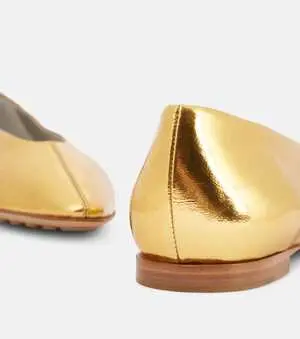 Bottega Veneta Sofia Metallic Leather Ballet Flats - Gold
