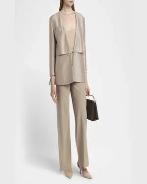 Giorgio Armani Shiny Raffia Jersey Jacquard Tie Jacket