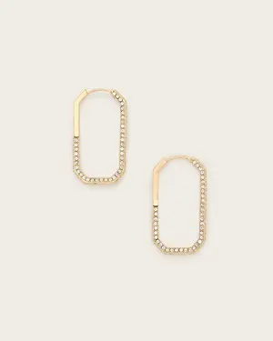 ALLSAINTS Hattie Crystal Hex Hoop Earrings - Brass