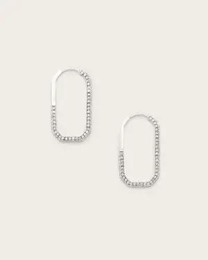 ALLSAINTS Hattie Crystal Hex Hoop Earrings - Silver