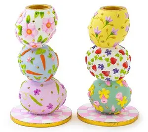 MACKENZIE-CHILDS Set Of 2 Egg Candle Holders - One-color