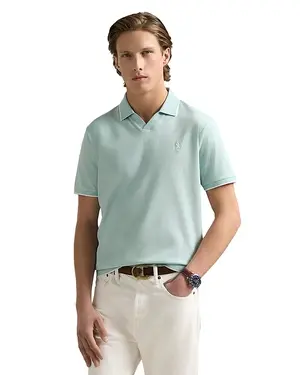 Polo Ralph Lauren Short Sleeve Tonal Jacquard Mesh Polo Shirt - Celadon/white