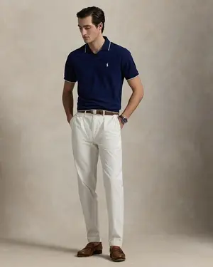 Polo Ralph Lauren Short Sleeve Tonal Jacquard Mesh Polo Shirt - Navy