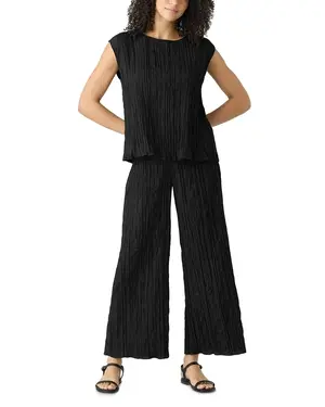 Eileen Fisher Crushed Silk Ballet Neck Top