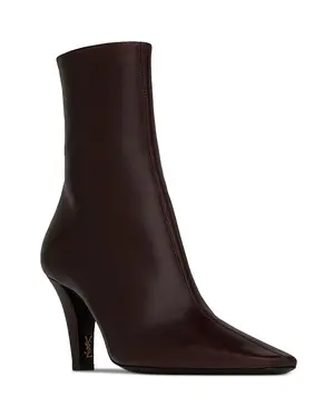 Saint Laurent Jill Mid Heel Booties - Brown
