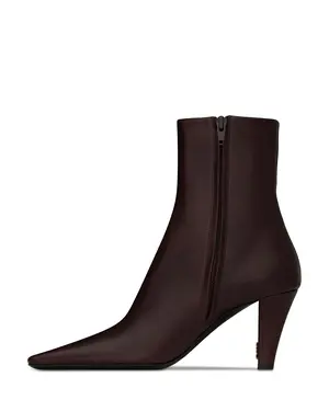 Saint Laurent Jill Mid Heel Booties - Brown