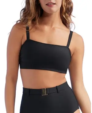 HERMOZA Lucia Square Neck Bikini Top Swimsuit Black