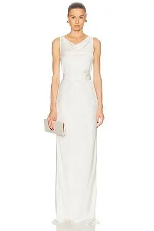 Lapointe Lightweight Satin Bias Belted Gown