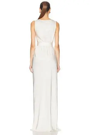 Lapointe Lightweight Satin Bias Belted Gown