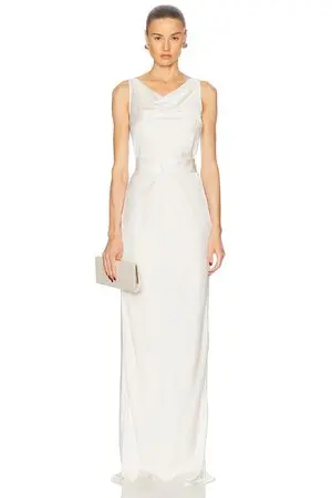 Sleeveless Cream Evening Gown