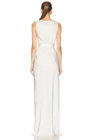 Lapointe Lightweight Satin Bias Belted Gown