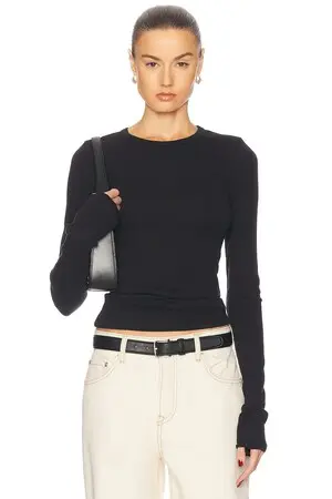 GRLFRND Crew Neck Extra Long Sleeve Tee - Black