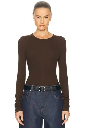 GRLFRND Crew Neck Extra Long Sleeve Tee - Espresso