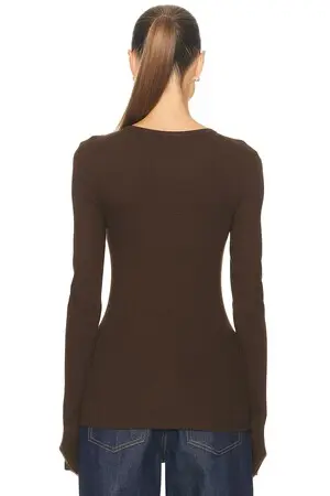 GRLFRND Crew Neck Extra Long Sleeve Tee - Espresso