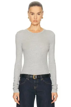 GRLFRND Crew Neck Extra Long Sleeve Tee - Heather Grey