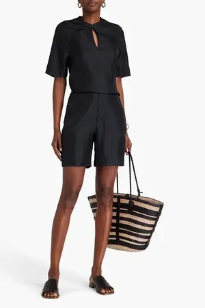 Loulou De Saison Poseidon Silk-twill Shorts - Black