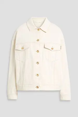 Brunello Cucinelli Bead-embellished Denim Trucker Jacket - Cream