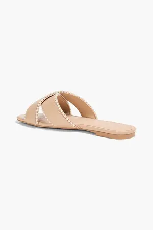STUART WEITZMAN Roza Faux Pearl-embellished Leather Sandals - Beige
