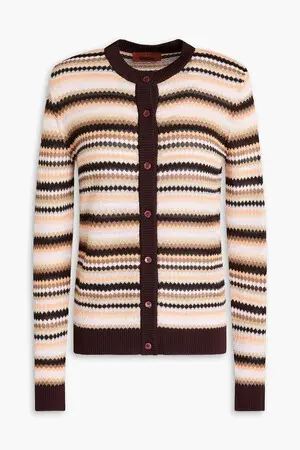 Missoni Striped Crochet-knit Cardigan - Dark Brown