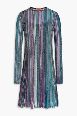 Missoni Sequin-embellished Metallic Striped Mini Dress