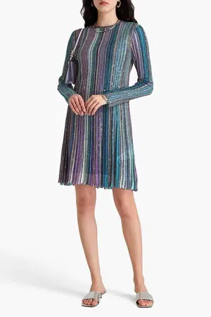 Missoni Sequin-embellished Metallic Striped Mini Dress
