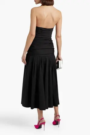 Carolina Herrera Twisted Cotton-blend Poplin Halterneck Midi Dress