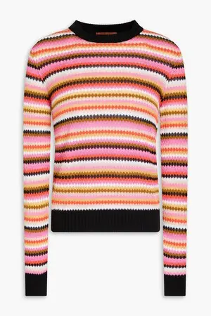 Missoni Striped Crochet-knit Cotton-blend Sweater - Pink