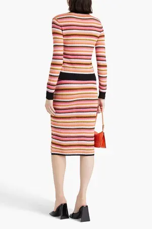 Missoni Striped Crochet-knit Cotton-blend Sweater - Pink