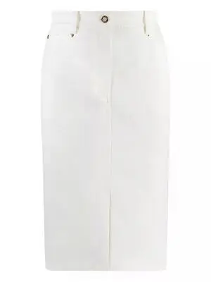 St. John Tailored Denim Midi Skirt - White