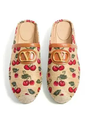 Valentino Garavani Vlogo Signature Cherryfic Motif Mule 25mm - Neutrals