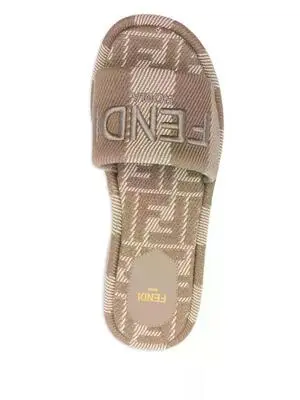 Fendi Logo-embroidered Platform Slides - Brown