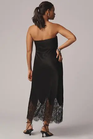 Anthropologie Lace-Trim Midi Slip Dress In Black - 70% Off | Editorialist