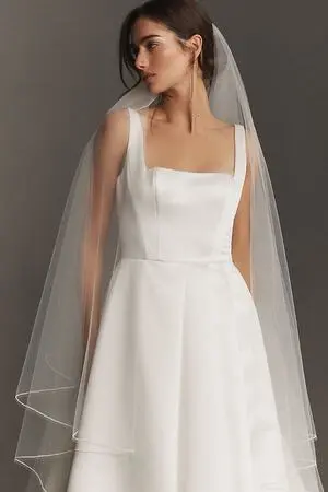 Bhldn Pearl Trim Chapel Veil