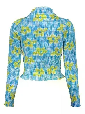 AMY CROOKES Printed Long-sleeve Top - Blue